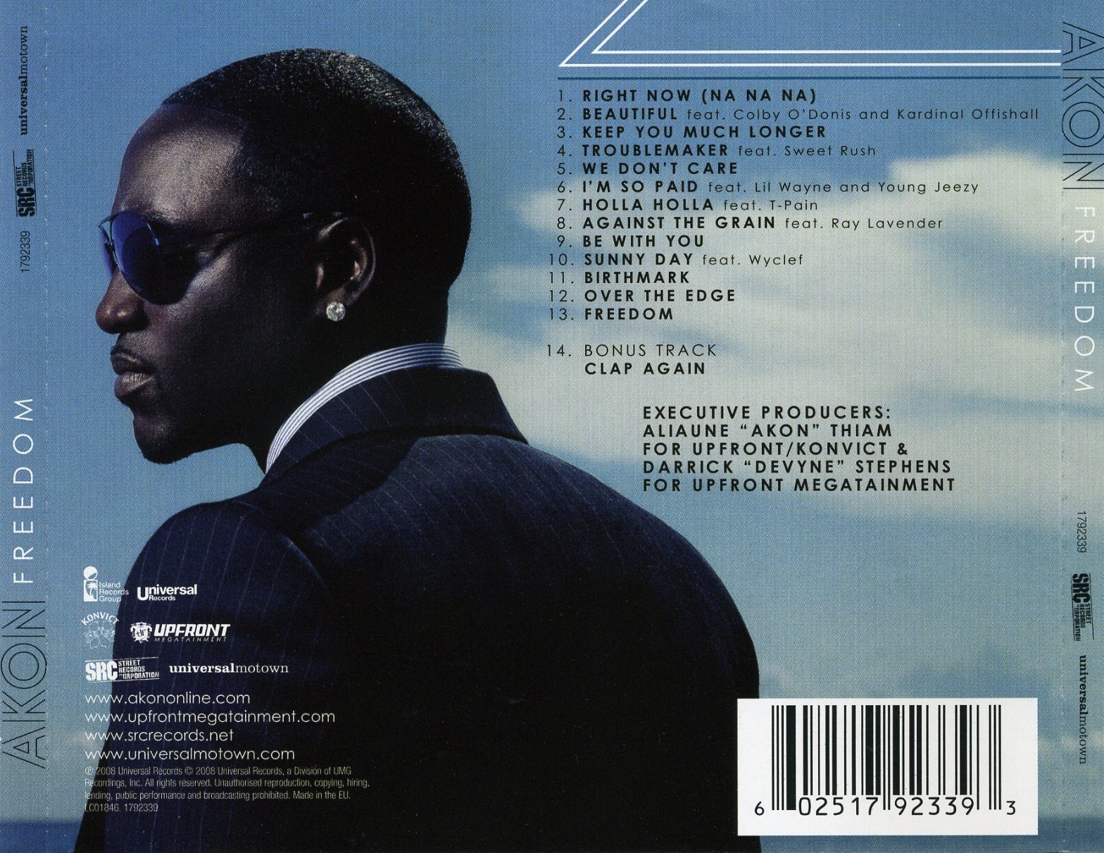 Scarica la copertina cd Akon - Freedom (14 Tracks) - Back, scarica la ...