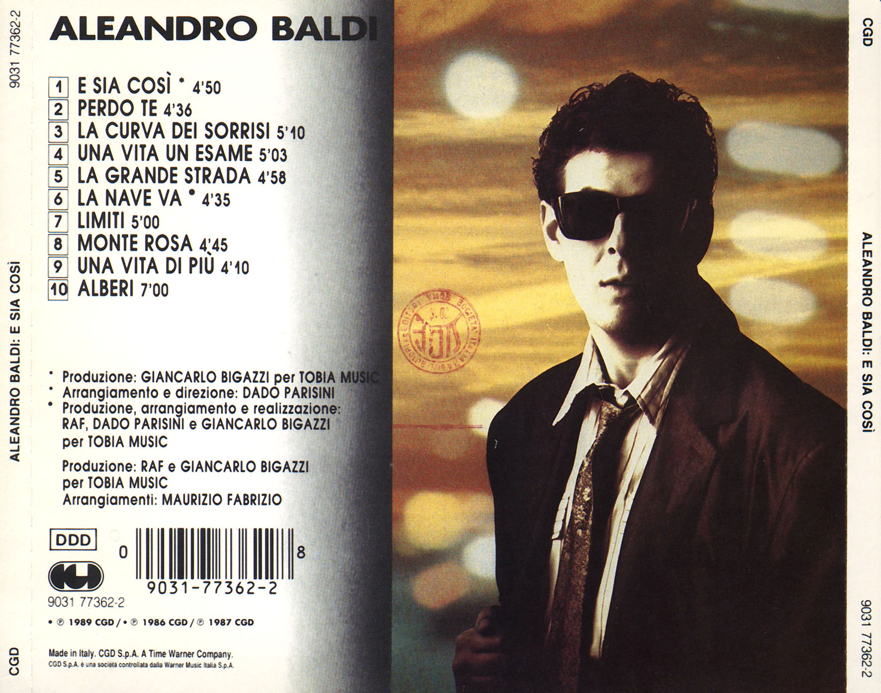 Scarica la copertina cd Aleandro Baldi - E Sia Cosi - Back, scarica la ...